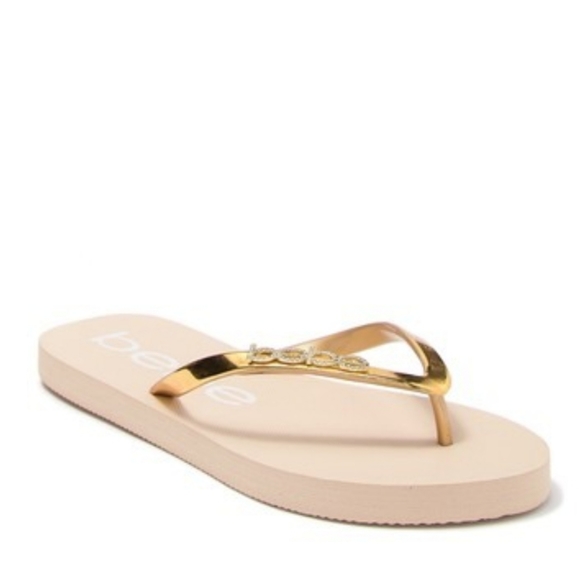 bebe | Shoes | New Bebe Gold And Sparkle Summer Flipflop Sandals | Poshmark